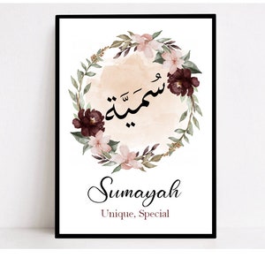 Personalised Islamic Frame, Islamic Name Print, Muslim Baby Frame ...