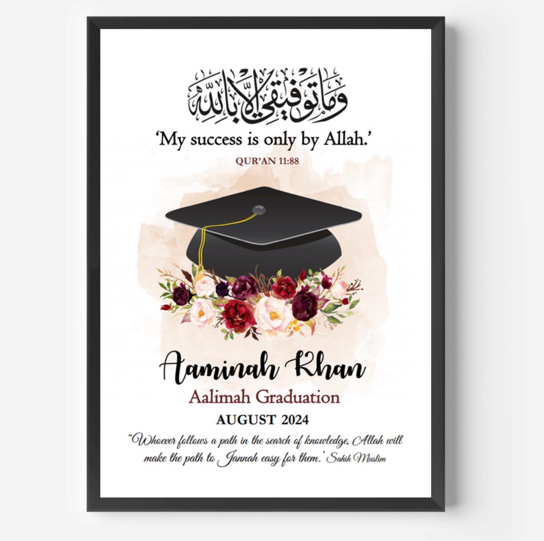 Personalised Islamic Graduation Frame, Aalim Aalimah Graduation Gift ...