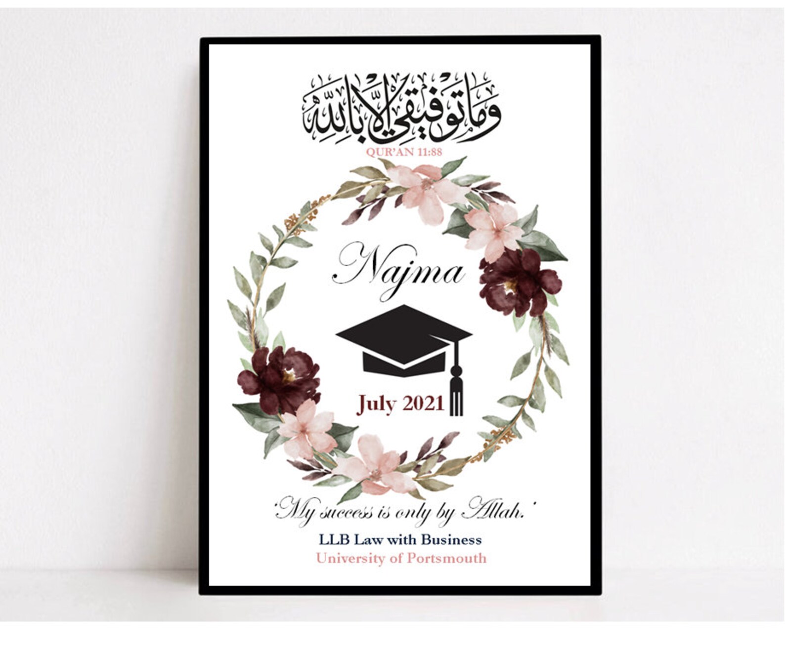 Personalised Islamic Graduation Frame Islamic Graduation - Etsy