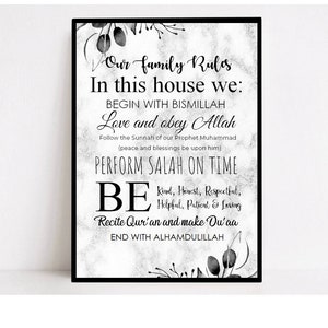 Islamic Home Decor Print, Muslim Family Rules, Islamic Family Rules ...