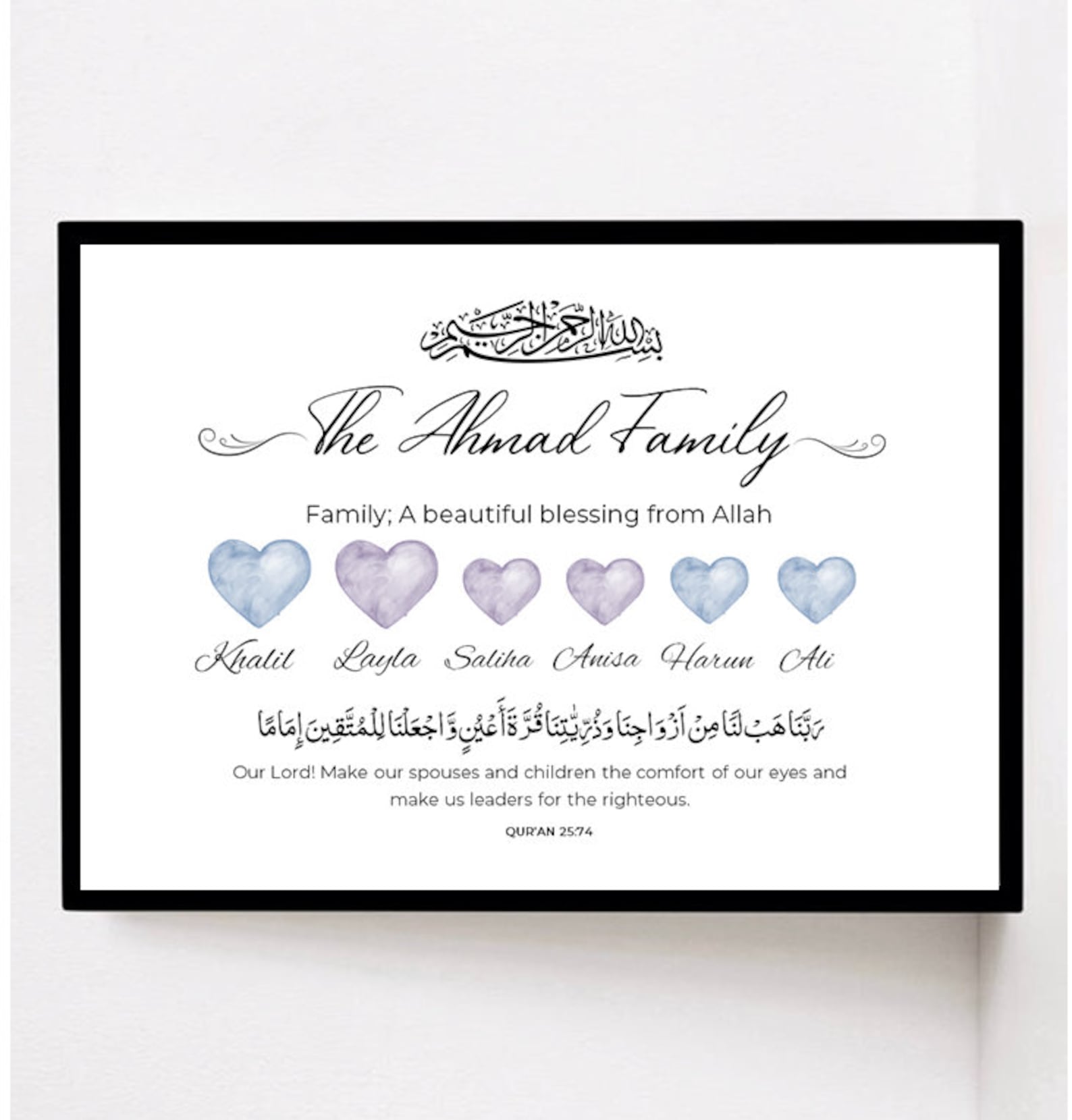 Personalised Islamic Family Frame Islamic Frame Gift Islamic - Etsy