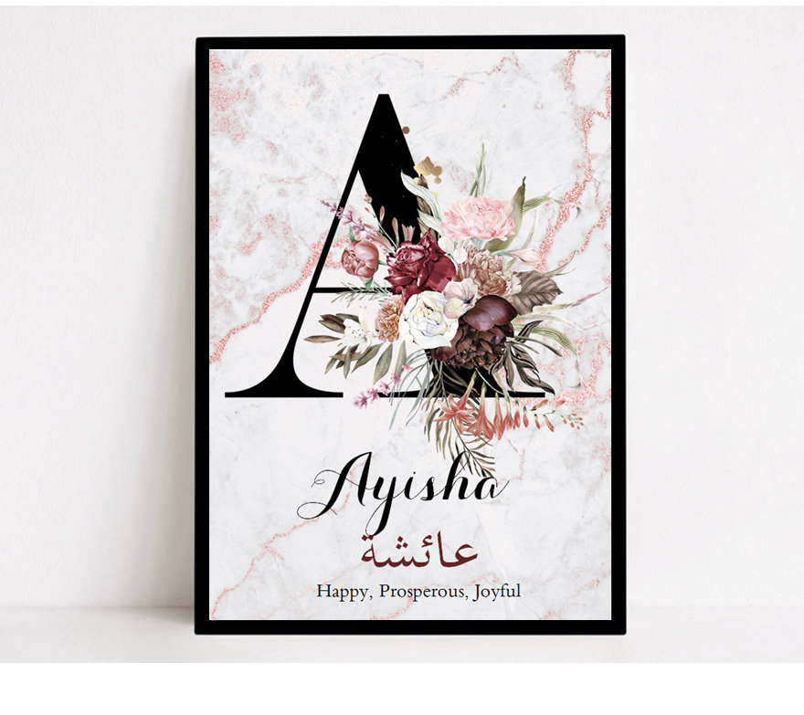 Personalised Islamic Frame, Islamic Name Print, Muslim Baby Frame ...