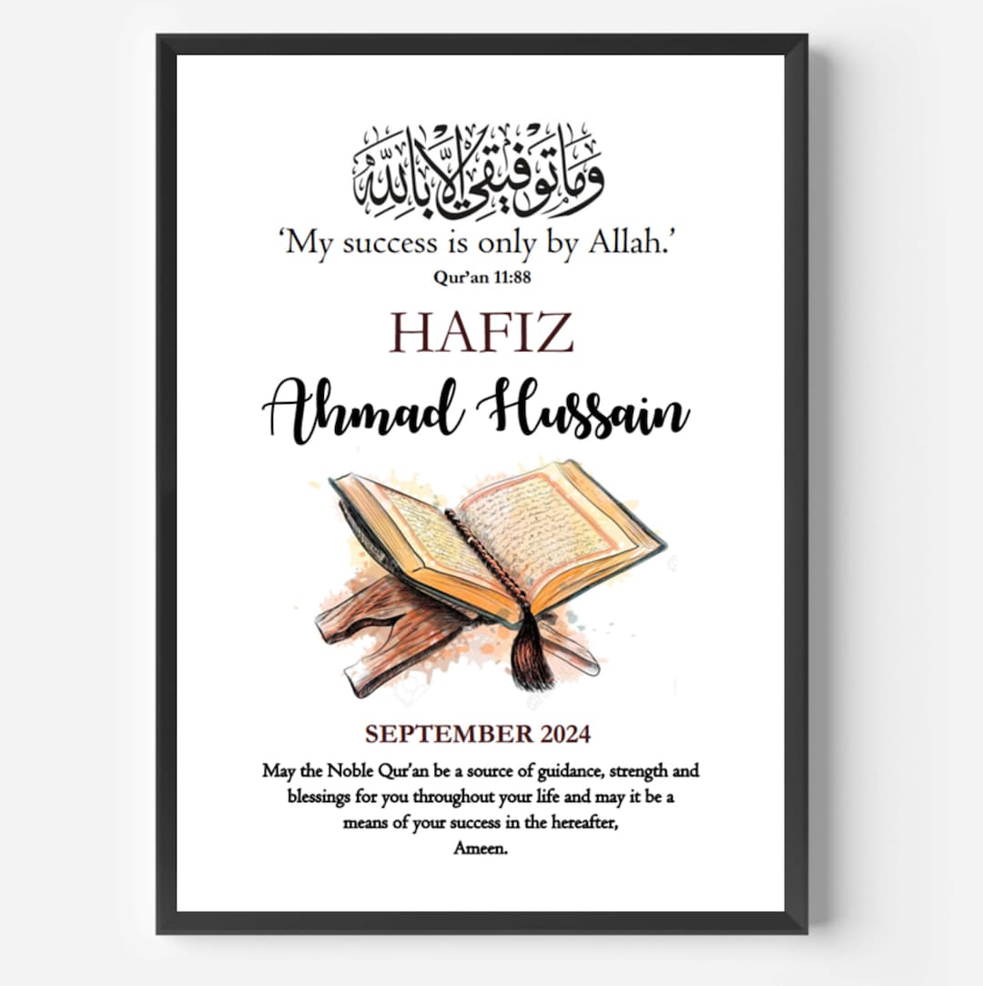Hifz Completion Gift, Hifz Completion Frame, Hifz Quran Frame, Islamic ...
