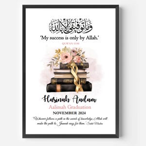 Personalised Islamic Graduation Frame, Aalimah Graduation Gift, Muslim ...