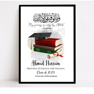 Personalised Islamic Graduation Frame, Islamic Graduation Gift, Muslim ...