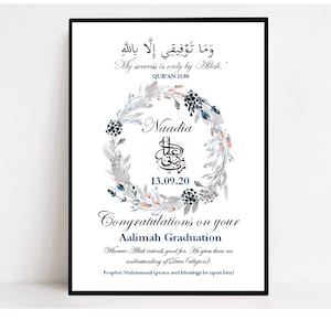 Personalised Islamic Graduation Frame, Aalimah Graduation Gift, Muslim ...