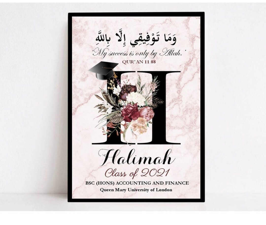 Personalised Islamic Graduation Frame, Islamic Graduation Gift, Muslim ...