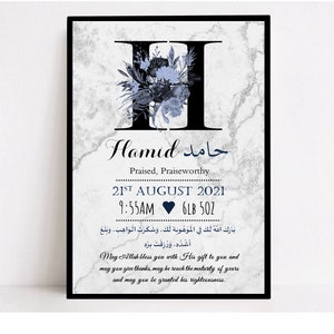 Personalised Islamic Baby Boy Print Islamic Baby Frame - Etsy