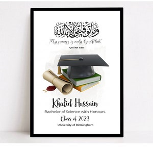 Personalised Islamic Graduation Frame, Islamic Graduation Gift, Muslim ...