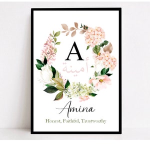Personalised Islamic Frame, Islamic Name Print, Muslim Baby Frame ...
