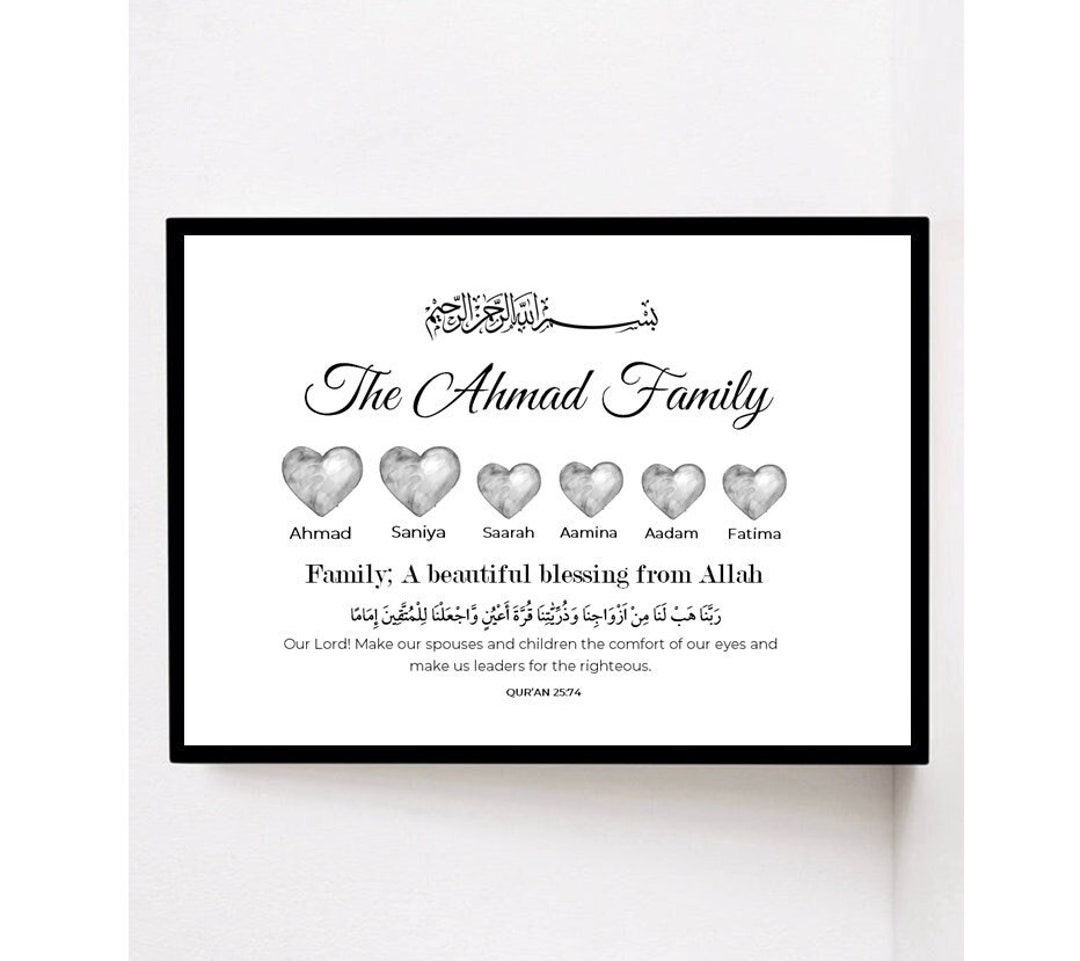 Personalised Islamic Family Frame Islamic Frame Gift Islamic - Etsy