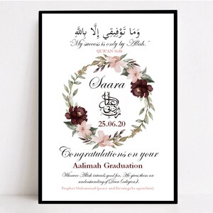 Personalised Islamic Graduation Frame, Aalimah Graduation Gift, Muslim ...