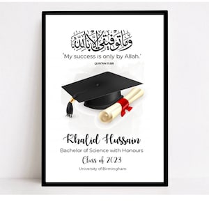 Personalised Islamic Graduation Frame, Islamic Graduation Gift, Muslim ...