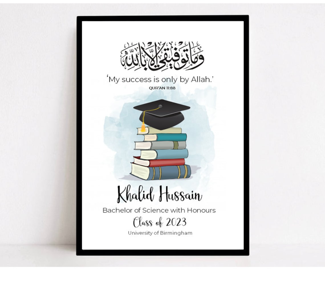 Personalised Islamic Graduation Frame, Islamic Graduation Gift, Muslim ...
