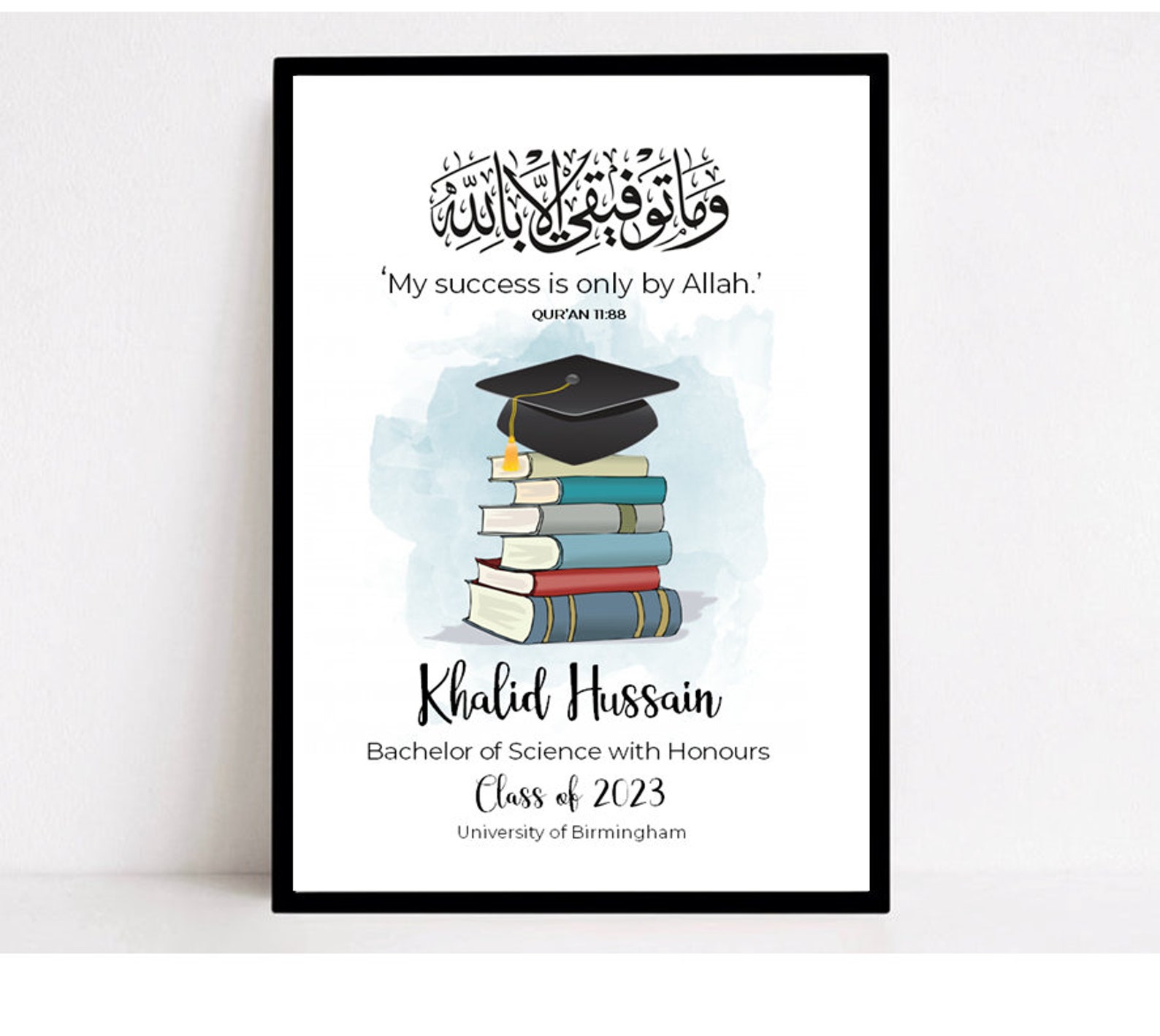 Personalised Islamic Graduation Frame, Islamic Graduation Gift, Muslim ...