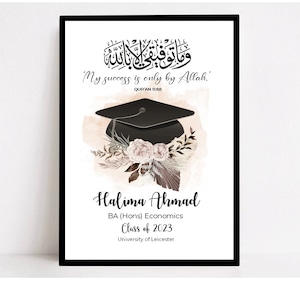 Personalised Islamic Graduation Gift, Muslim Graduate Gift, Graduation ...