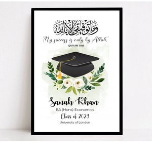Personalised Islamic Graduation Gift, Muslim Graduate Gift, Graduation ...
