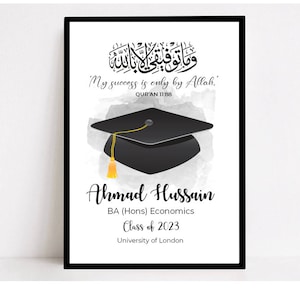 Personalised Islamic Graduation Gift, Muslim Graduate Gift, Graduation ...
