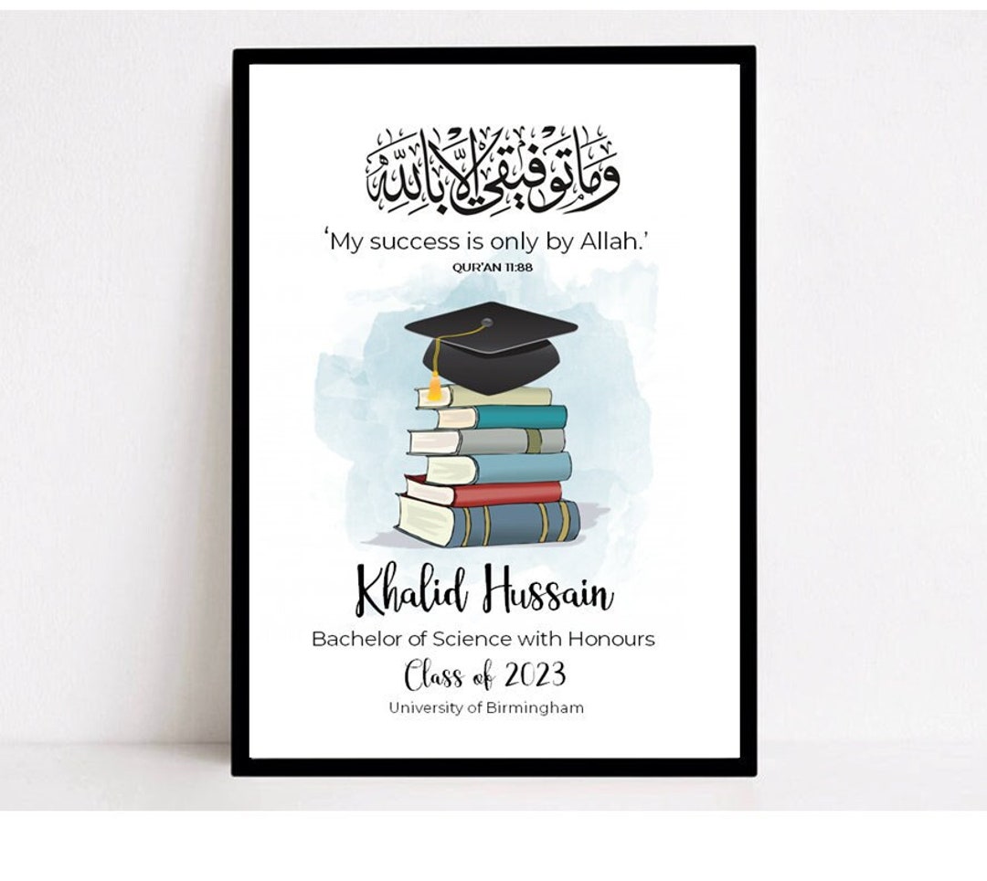 Personalised Islamic Graduation Frame, Islamic Graduation Gift, Muslim ...