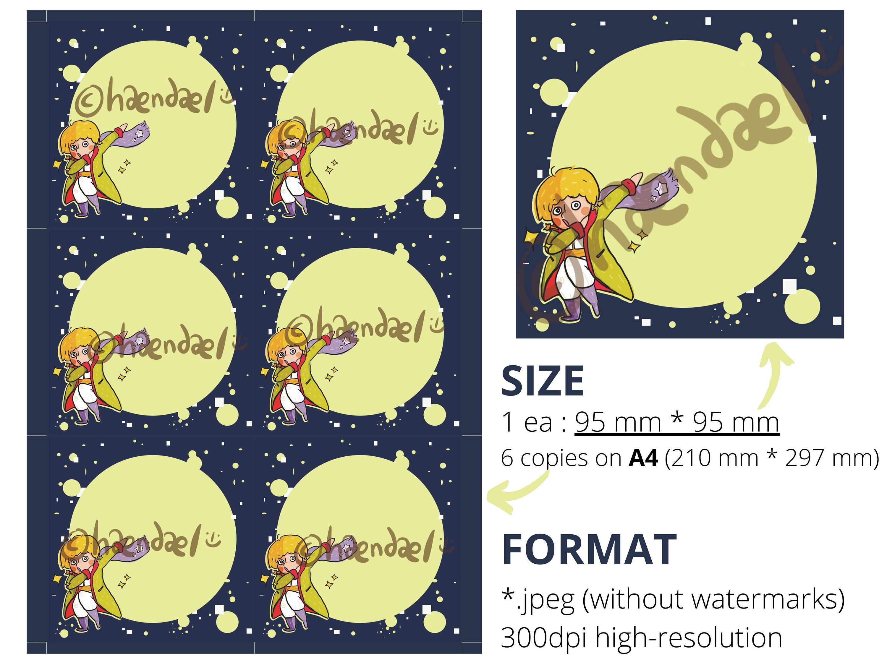 Little Prince Printable Memo Sheet Instant Digital Download 95 Mm X 95 ...