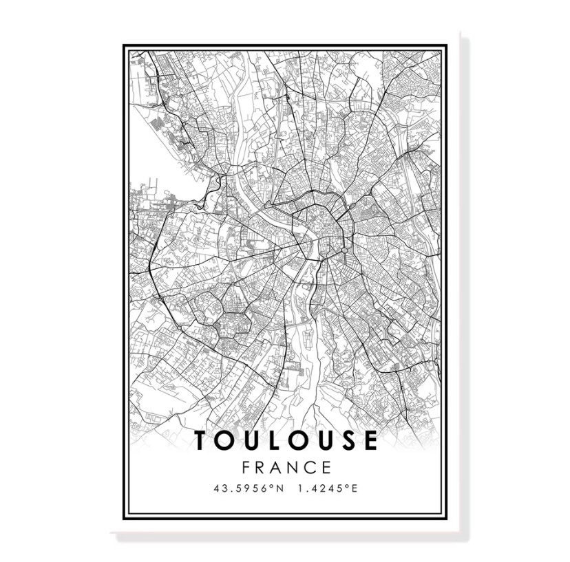 Map Toulouse City Map | Etsy