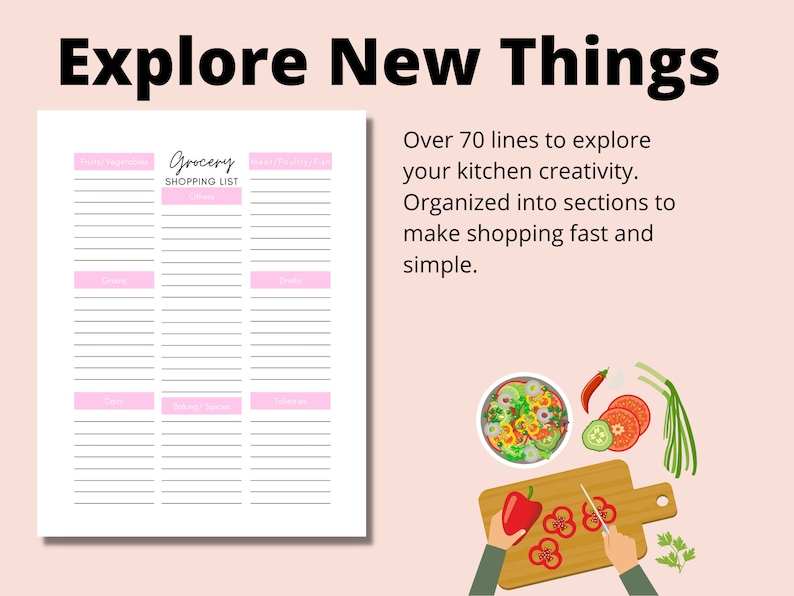 Pink Grocery List- Digital Grocery List- Weekly Grocery List, Online ...