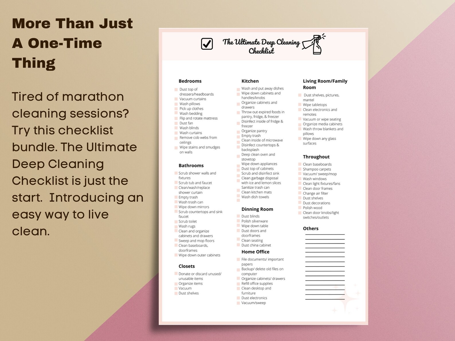 The Ultimate Deep Cleaning Checklist Bundle- Pink Printable PDF- A4/A5 ...