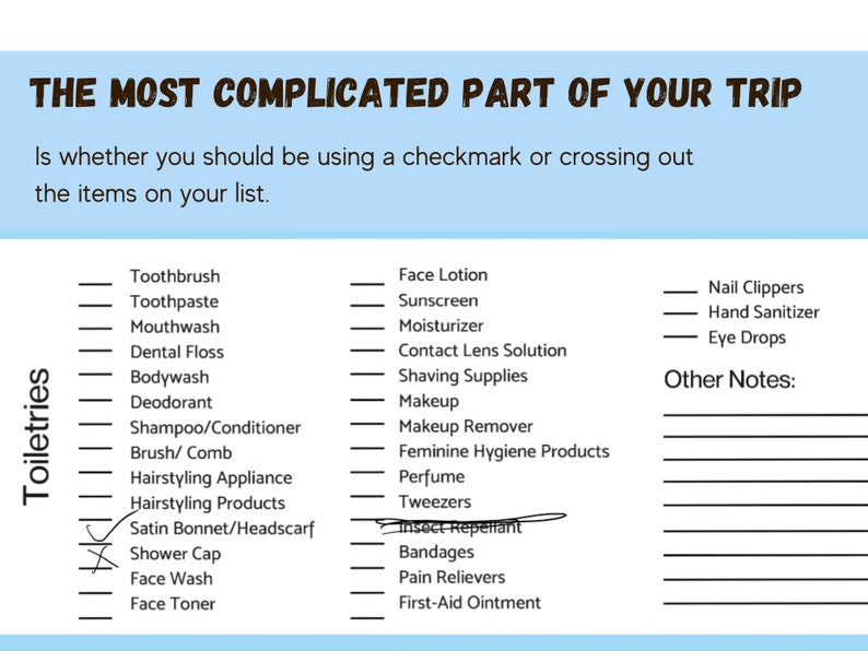 Travel Packing Checklist: Light Blue Vacation Planner (PDF) - Etsy