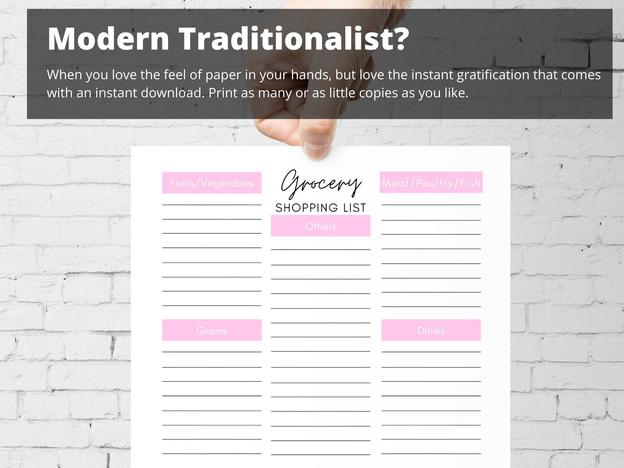 Pink Grocery List- Digital Grocery List- Weekly Grocery List, Online ...