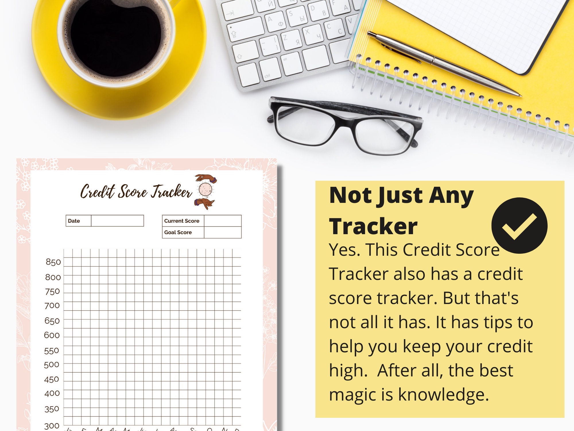 Cute Pink Credit Score Tracker - That Witch Has Good Credit - US/A4/A5 ...