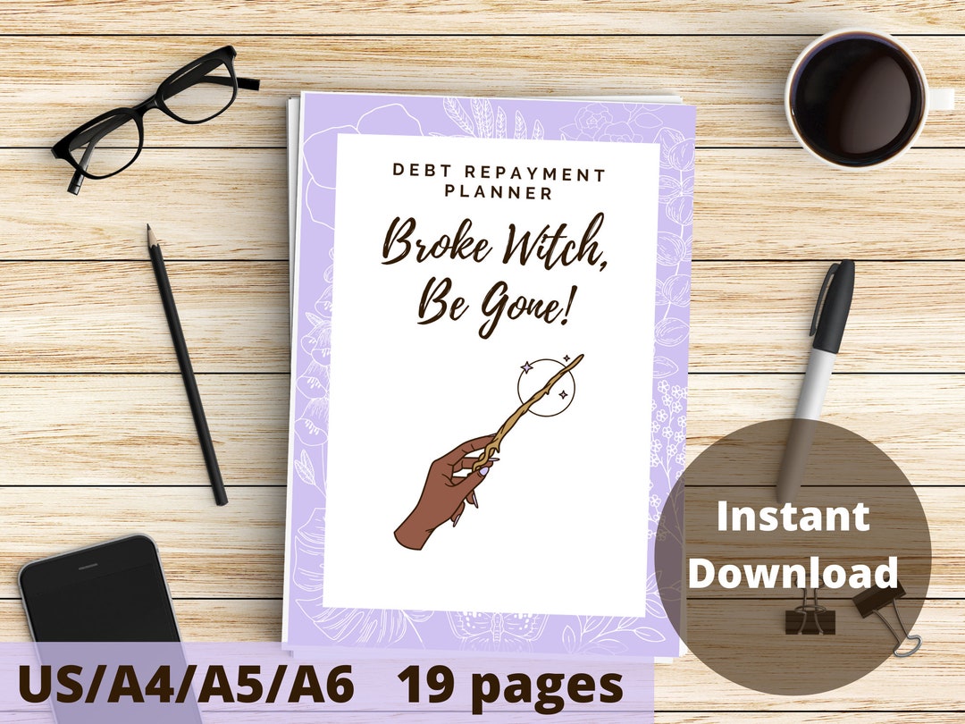 Cute Lavender Debt Repayment Planner - Broke Witch, Be Gone! -debt ...