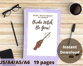 Cute Sage Green Debt Repayment Planner Broke Witch, Be Gone debt ...