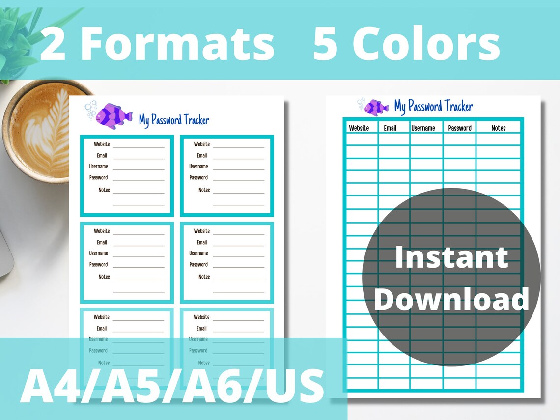 Editable Password Tracker Printable, Password Log, Password Book ...