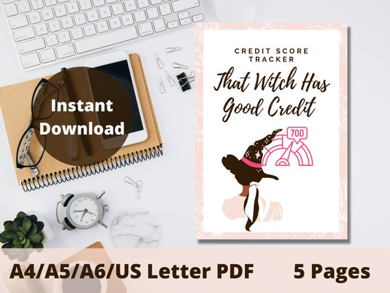 Cute Pink Credit Score Tracker That Witch Has Good Credit | Etsy