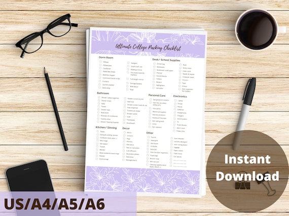 Printable Dorm Room Checklist For Girls