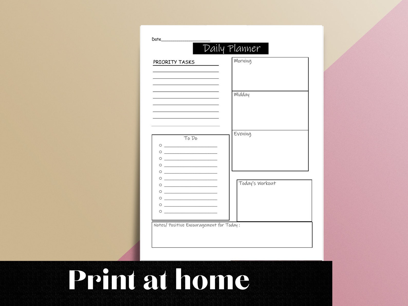 Monochrome Daily Planner Sheets- Simple One-page Downloadable Planner ...