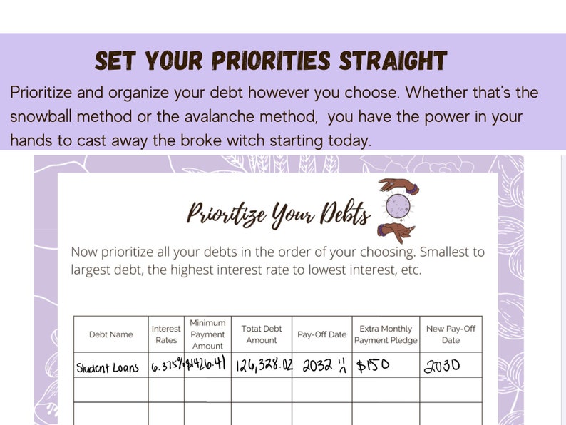 Cute Lavender Debt Repayment Planner Broke Witch, Be Gone debt Tracker ...