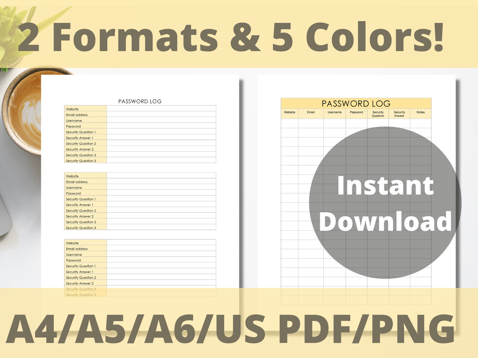 Editable Password Log Printable, Password Tracker, Password Keeper ...