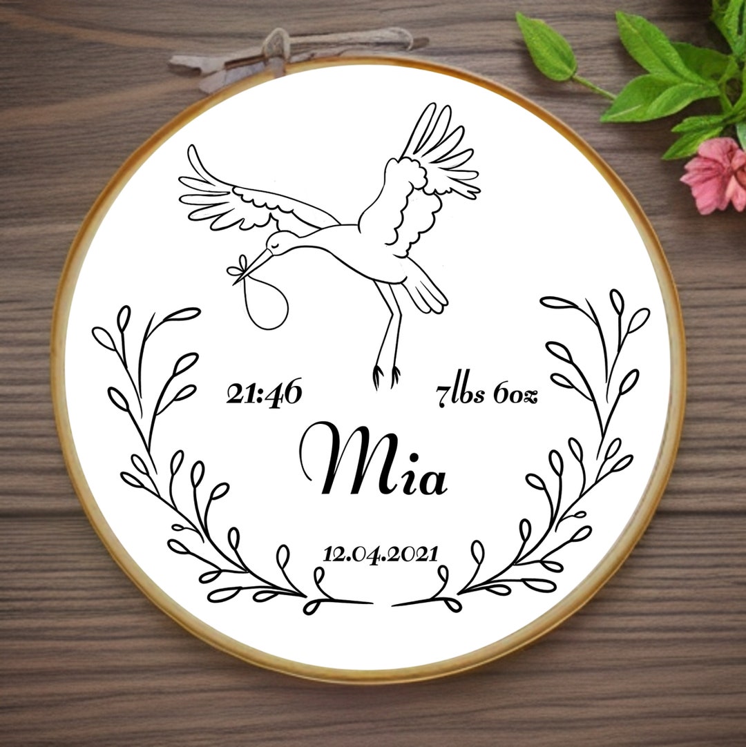 Customisable Embroidery Design, New Baby Embroidery, PDF Download - Etsy