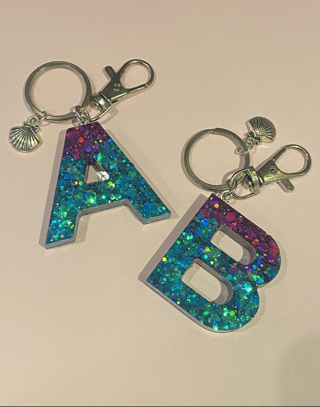 Mermaid Initial Sparkly Keyring Letter Novelty Birthday Gift Secret ...