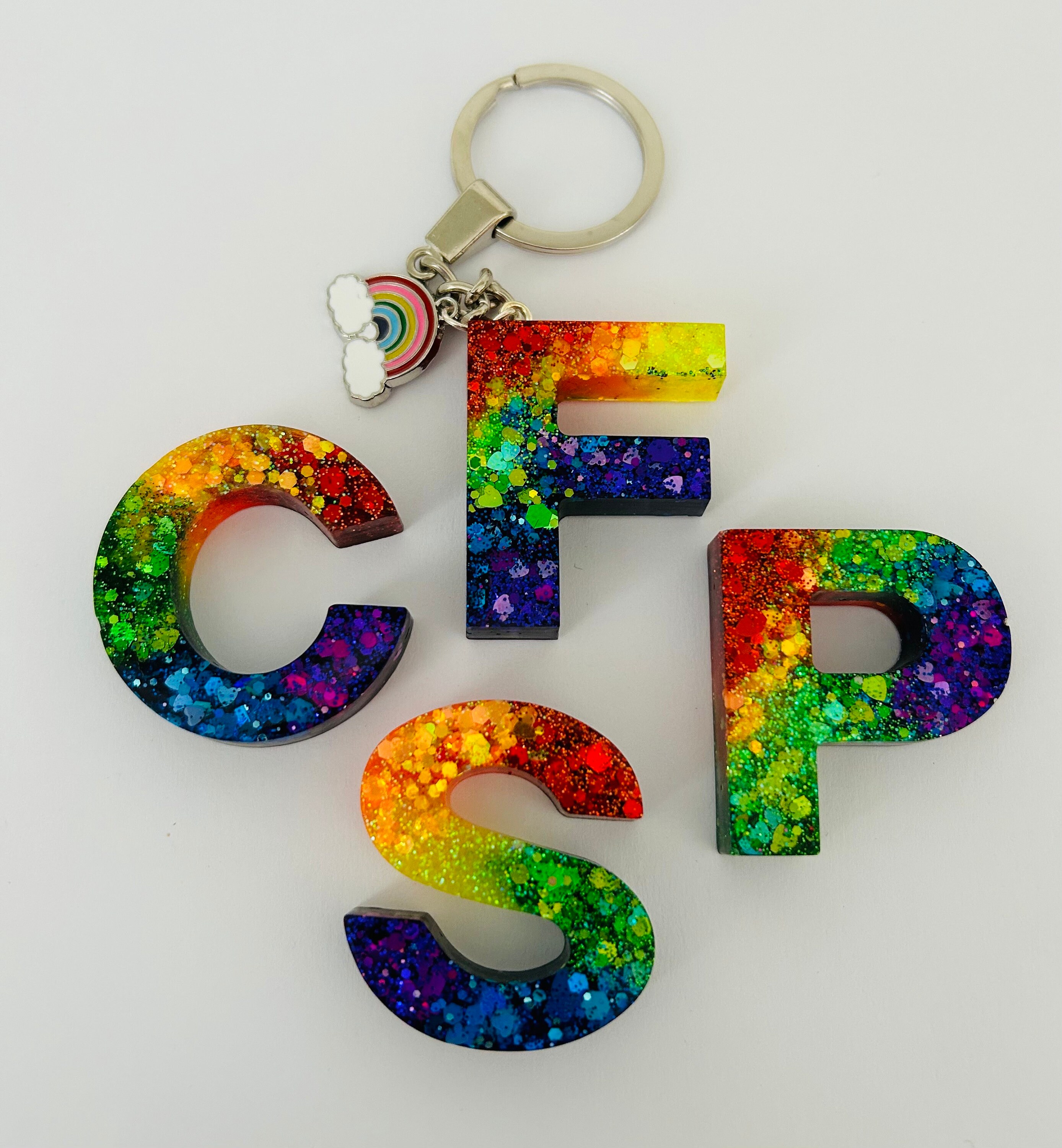 Rainbow Initial Letter Keyring / Rainbow Gift / Secret Santa / - Etsy UK