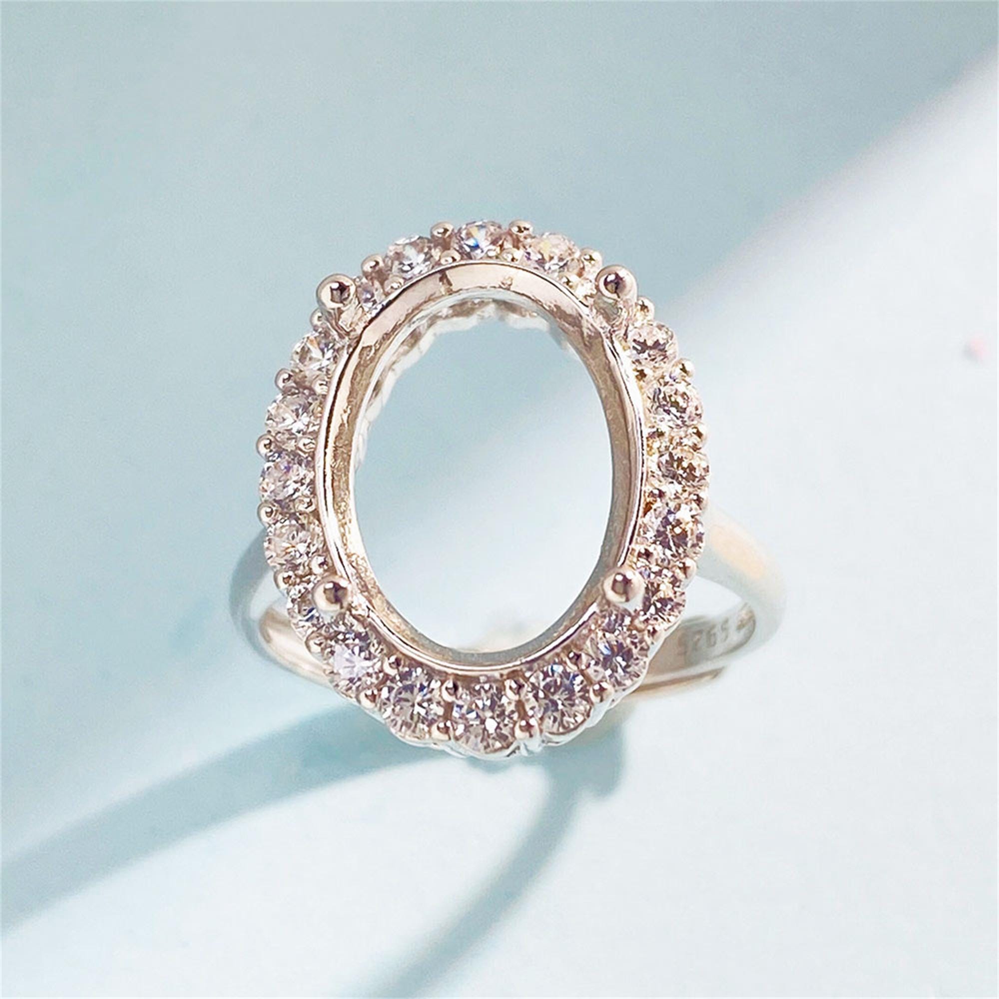 Sterling Silver Solitaire Ring Settings, 925 Silver Oval Ring Head ...