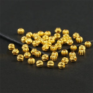 1pc 18K Solid Gold Lantern Shaped Beads, Solid Gold Pumpkin Bead ...