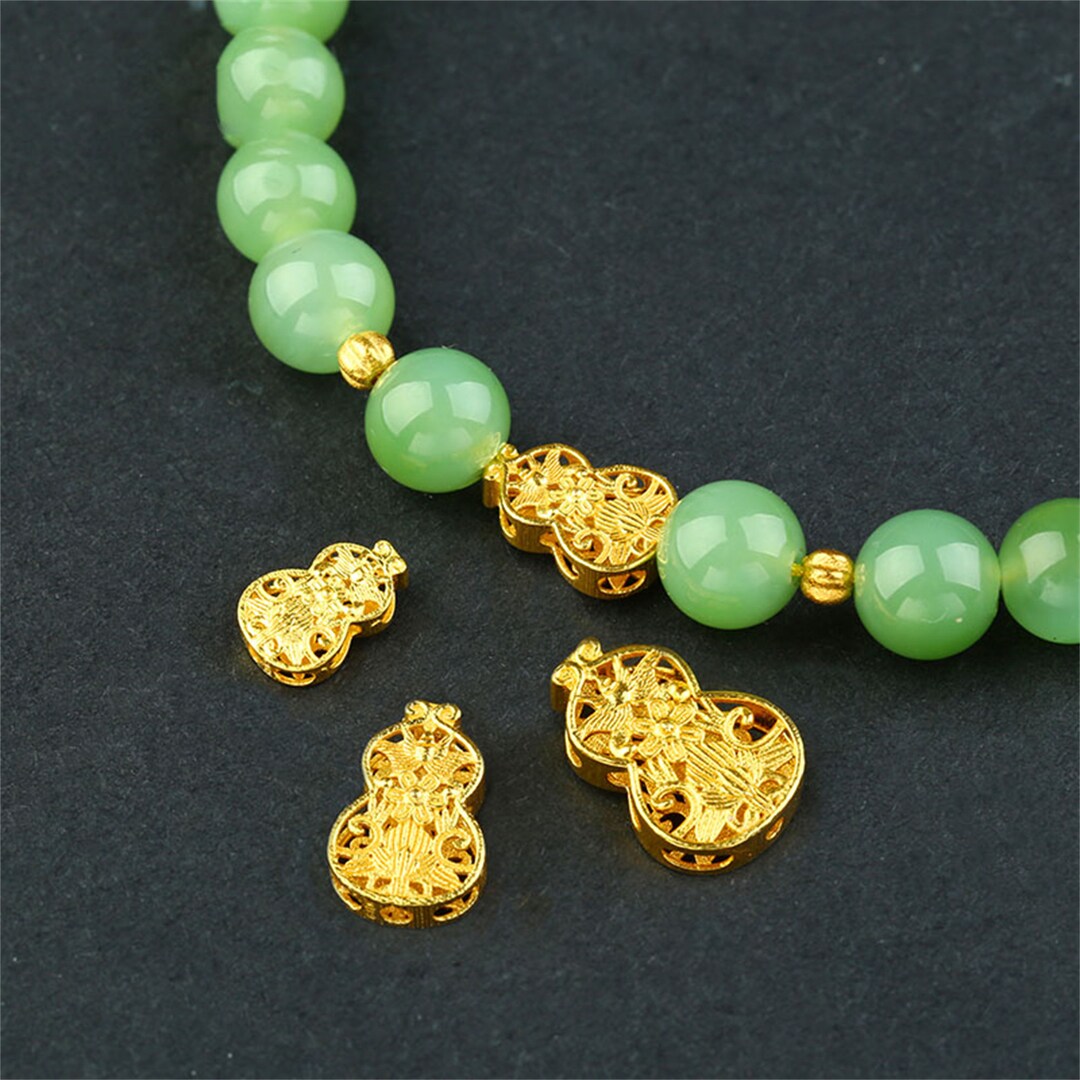 18K Solid Gold Flower Gourd Bead Solid Gold Calabash Bead - Etsy