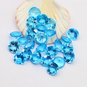 10pcs Natural Swiss Blue Topaz Round Gemstones for Jewelry Making - Etsy