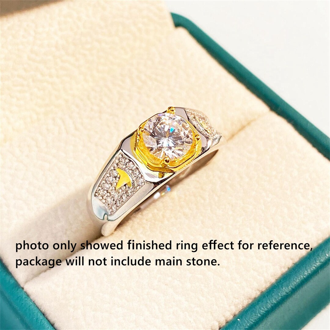 Sterling Silver Men Ring Settings, 925 Silver Oval Ring Head, Four ...