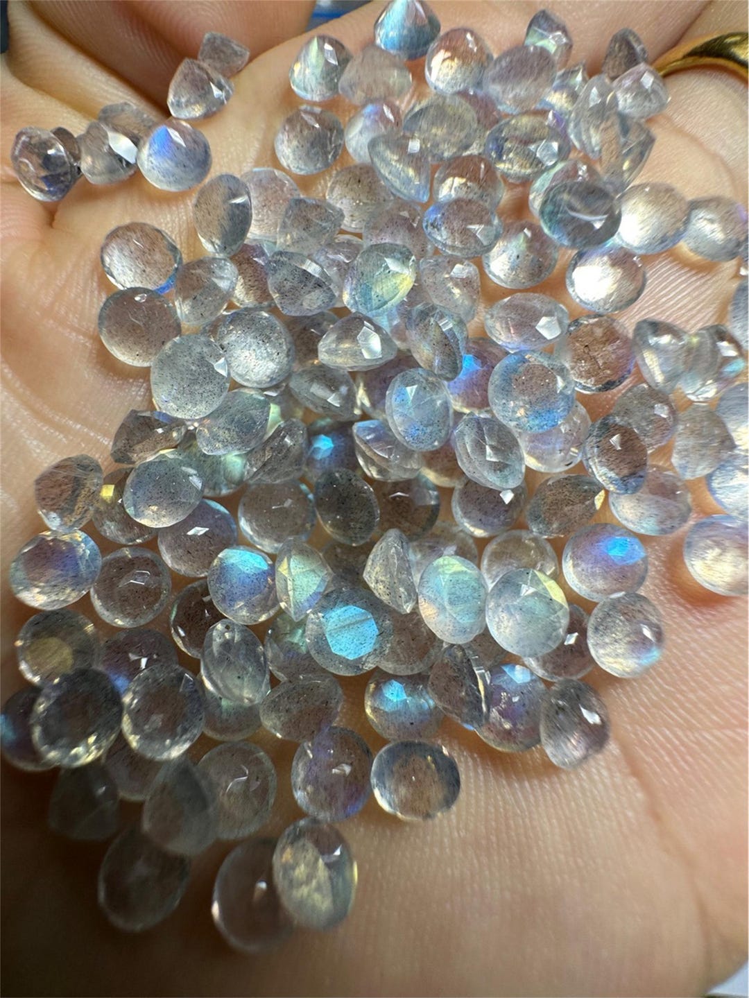 Sky Blue Moonstone Round Faceted Loose Stone, Round Brilliant Cut ...