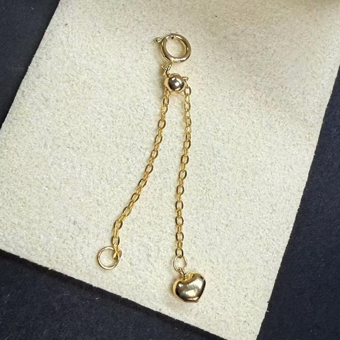 AU750 18K Solid Gold Heart Chopin Extender Chain, Solid Yellow Gold O ...