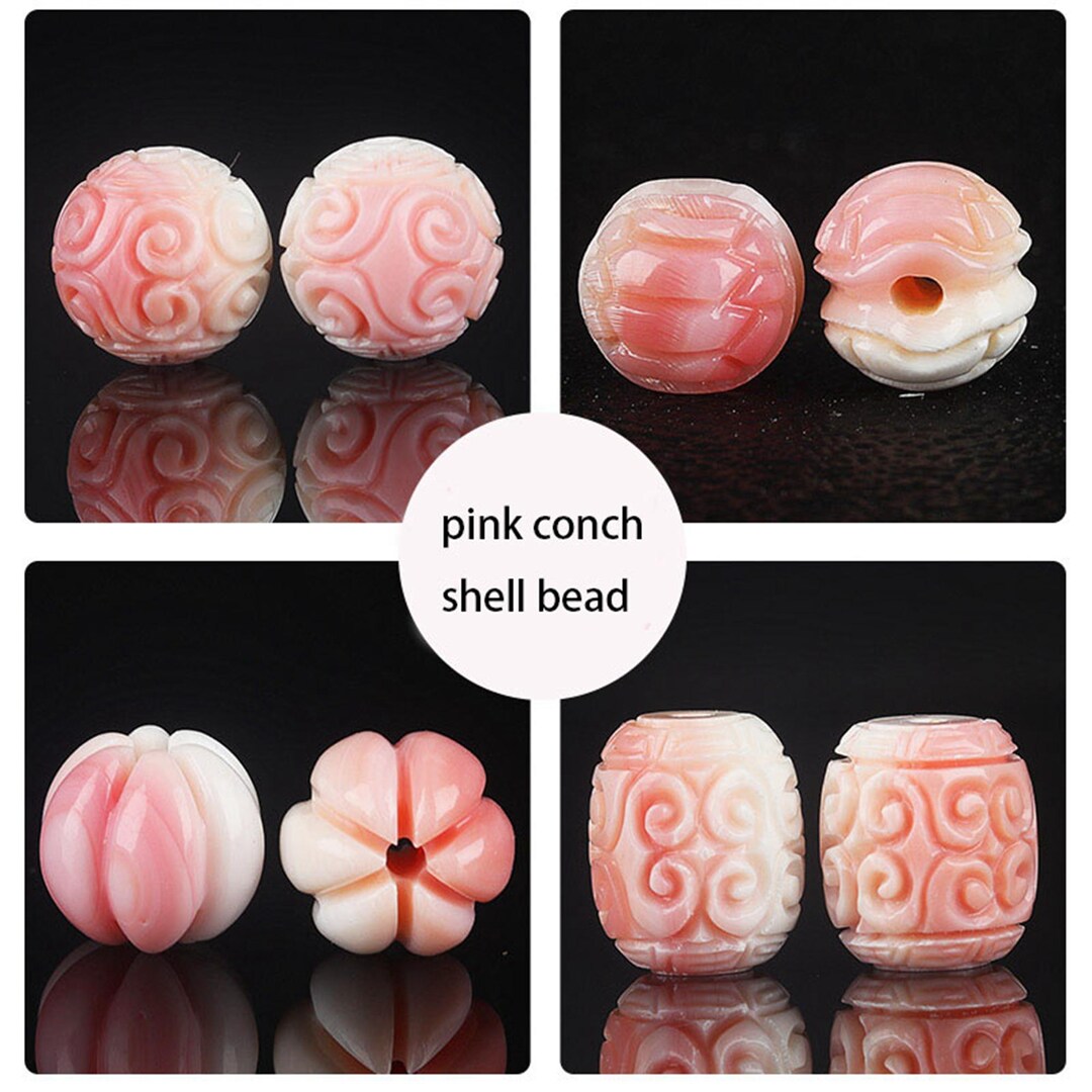 Optimize Pink Conch Shell Greek Key Beads, Pink Queen Conch Turtle ...