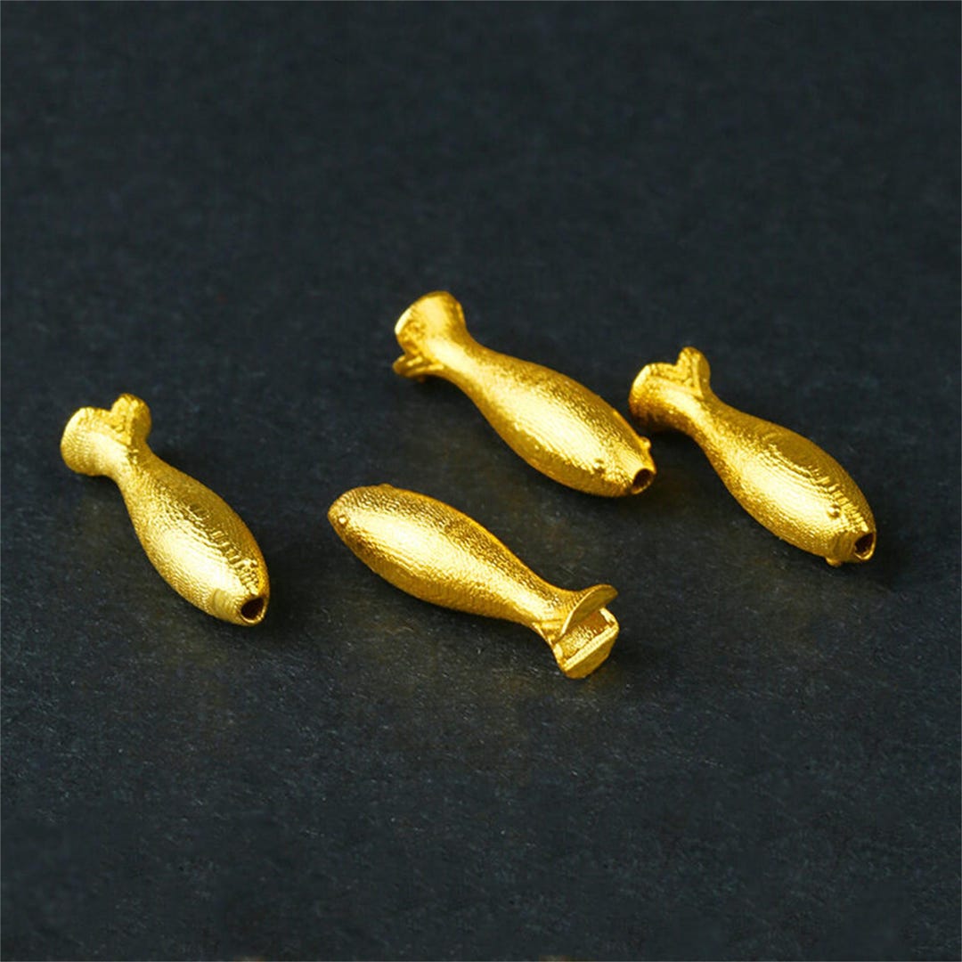 1pc 18K Solid Gold Goldfish Bead, Solid Gold Fish Bead, Sea Life Bead ...